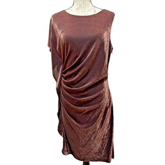 Vince Camuto | Dresses | Vince Camuto Dress Sz 4 Rust Metallic Draped ...